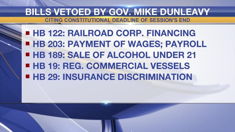 Governor Vetoes 5 Bills Passed After 2024 Legislative Deadline